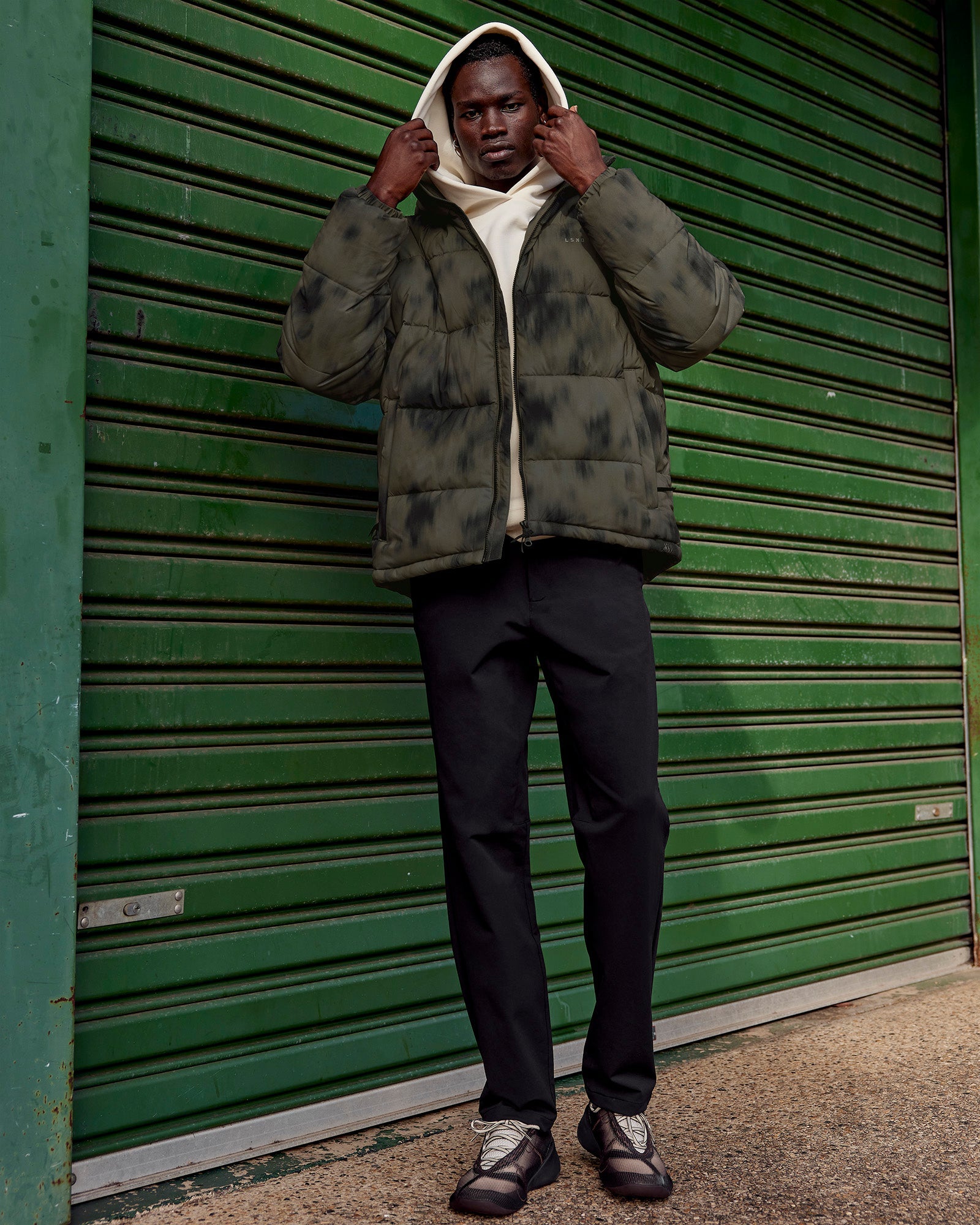 Base Puffer Jacket - Camo Washed Walnut Grey | LSKD – LSKD US