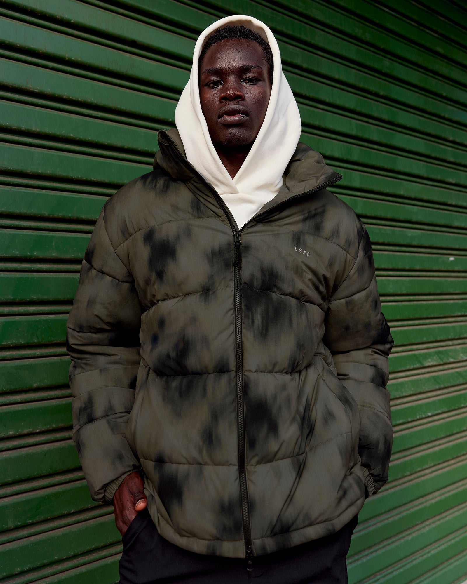 Base Puffer Jacket - Camo Washed Walnut Grey | LSKD – LSKD US