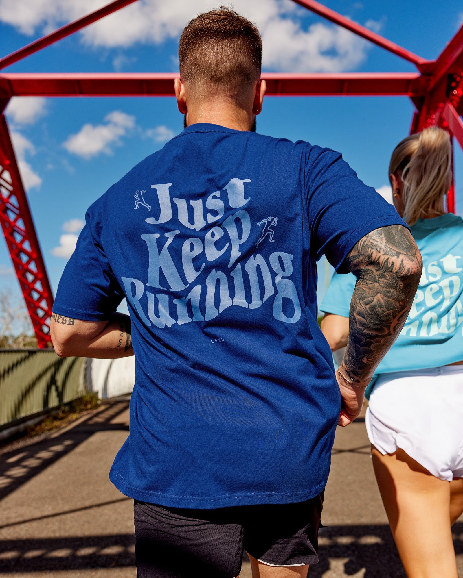 Just Run FLXCotton Oversized Tee - Midnight Blue-Light Blue | LSKD ...